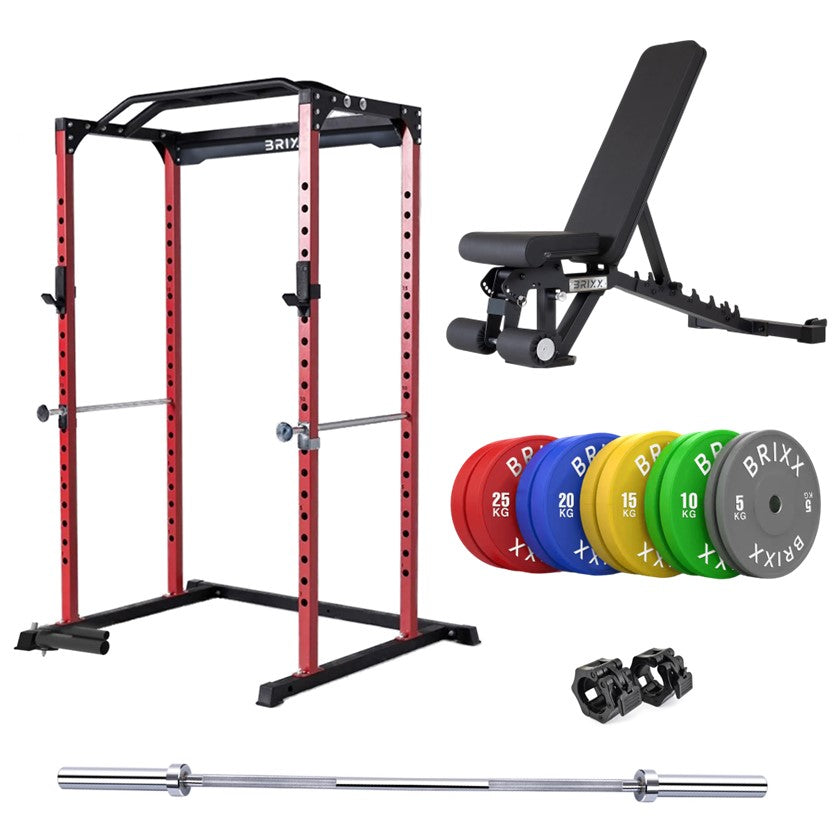 BRIXX Zeus 2000 Power Rack, Bench, Plates & Barbell Package – BRIXX FITNESS